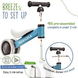 BEKILOLE Balance Bike for 1 Year Old Girl&Boys Gifts Pre-School First Bike and 1st Birthday Gifts - Train Your Baby from Standing to Running | Ideal One Year Old Toys (Sky Blue)