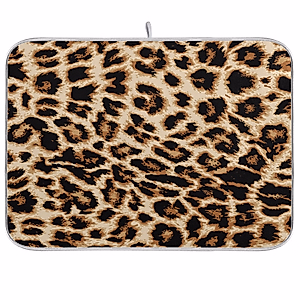 Aflyko Dish Drying Mat Leopard Print Animal Microfiber Absorbent Drying Pad Heat Resistant Kitchen Island Protector Seasonal Gift 16" × 18"