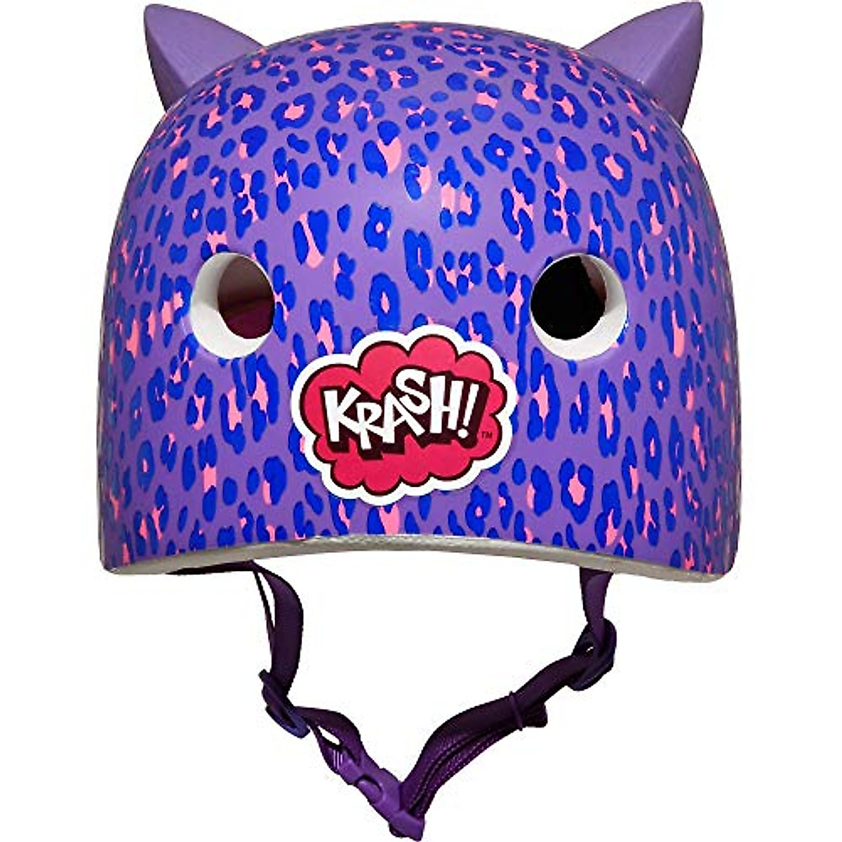Krash Girls Bike Helmet, Purple Leopard Kitty