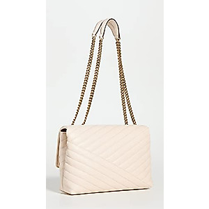 Tory Burch Women's Kira Quilted Chevron Shoulder Bag, New Cream/Rolled Brass, Off White, One Size