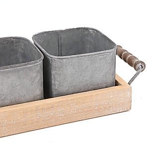 NIKKY HOME Farmhouse 3 Compartment Galvanized Flatware Cutlery Caddy Kitchen Countertop Silverware Holder for Spoons, Knives, Forks - Silver