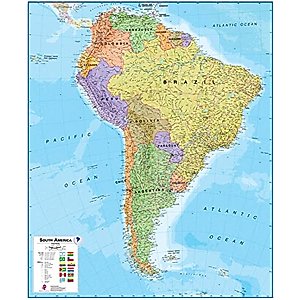 24x29in South America Political Map 【Laminated】