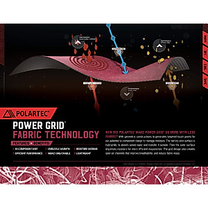 281Z Mens Thermal Lightweight Base Layer T-Shirt - Hiking Trekking Outdoor - Polartec Power Grid - Terrain Reliability Line (Black, X-Large)