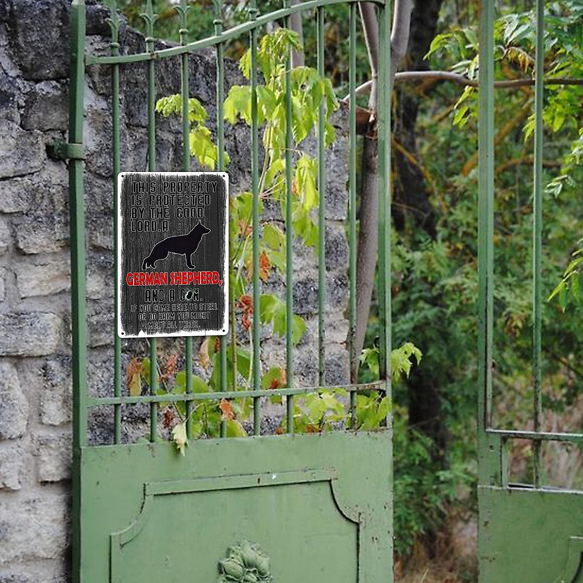 Funny Beware Of Dog Sign - 8x12 Inch Tin Sign For Fence Warning