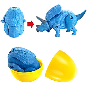 JOYIN 8 PCs Easter Prefilled Hatching Eggs Filled with Deformable Transforming Dinosaur with Movable Joints for Easter Basket Stuffers, Easter Theme Party Favors, Classroom Prize Supplies