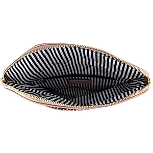 B BRENTANO Fold-Over Envelope Wristlet Clutch Crossbody Bag (Blush)