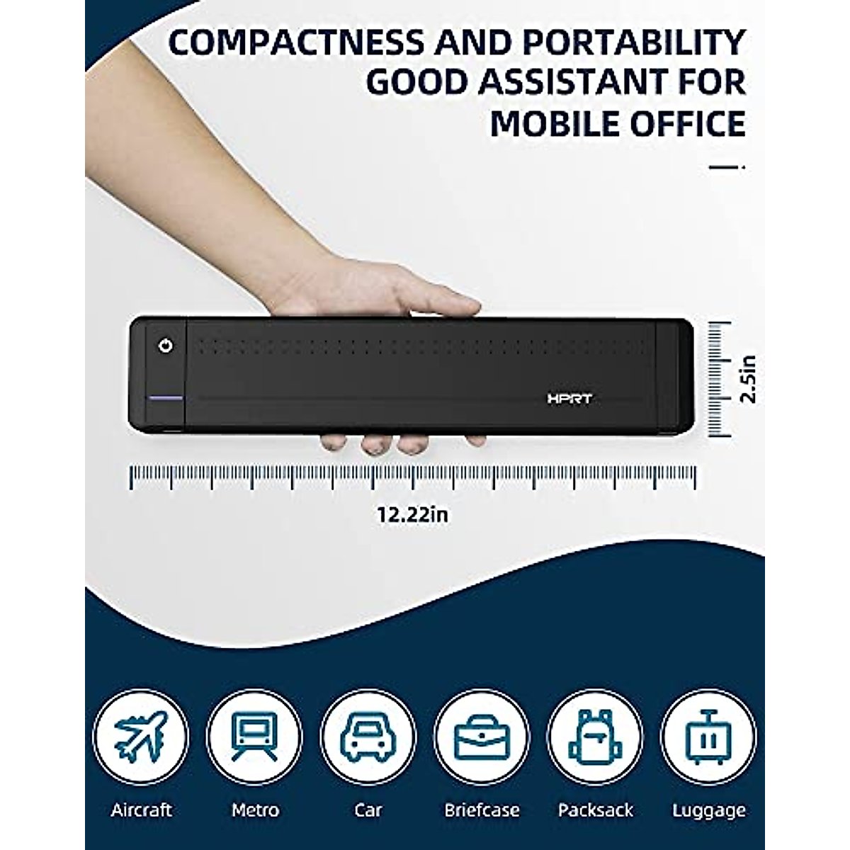 HPRT MT800 Thermal Transfer Portable Printer Support 8.5" X 11" US Letter & A4 Paper Bluetooth Wireless Travel Printer Compatible with Android and iOS,Suitable for On The Go