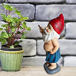 JHWKJS Garden Gnome Statue, Funny Garden Gnome Outdoor Pool Statue Decoration Indoor Outdoor Lawn Figurines for Home Patio Yard Garden Decor, Housewarming Garden Gift