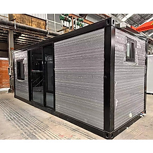 Generic Airconditioned Foldable Prefab Homes Prefabricated 20ft Office Fully Equipped Expandable Container Movable House with Bathroom +Kitchen with Sun Shade, Customized