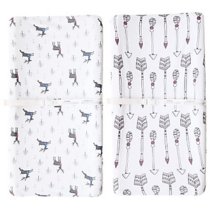 Gina Era Changing Pad Cover, 100% Jersey Knit Organic Cotton Changing Pad Covers, Super Soft and Comfortable, 2 Pack, Diaper Changing Pad Cover for Baby Girl and Boy (Black)