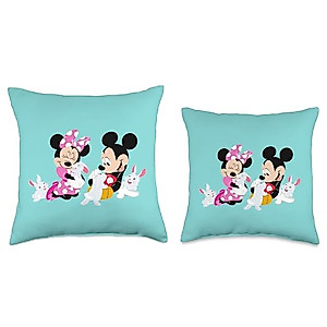Disney Mickey and Minnie Mouse Easter Bunnies Turquoise Throw Pillow, 18x18, Multicolor