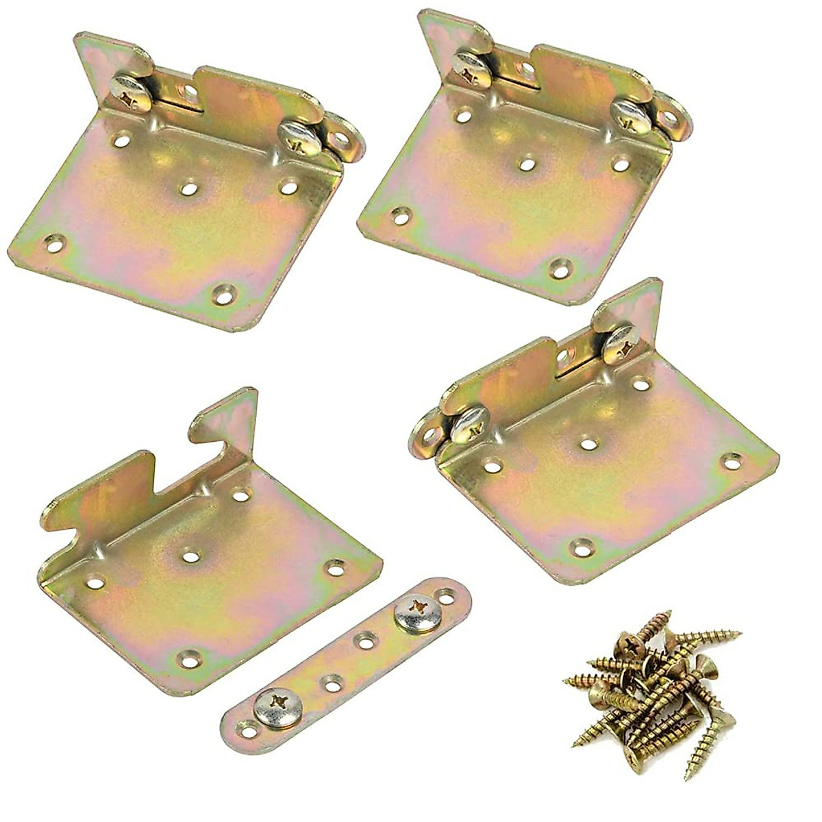 Bed Rail Brackets,Bed Rail Fittings, Bed Frame Hardware,for Connecting to Wood, Headboards and Foot-Boards,Set of 4 with Screws