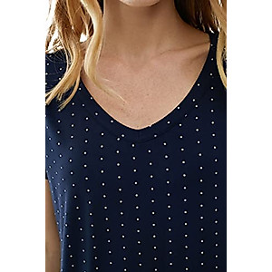 Joyaria Womens Capri Bamboo Pajamas Capri Pjs Set Night Sweats Short Sleeve Sleepwear Hot Flashes(Navy Polka Dot,XXL)