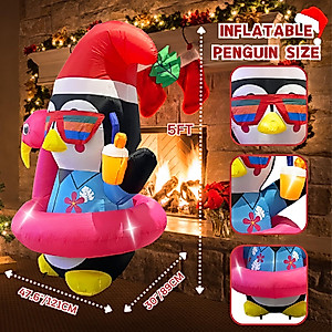 Kofero Inflatable Penguin Christmas Yard Decorations 5FT Outdoor Cute Blow up Xmas Decoration with Built-in LED Lights for Indoor Holiday Party Yard Garden Lawn Décor