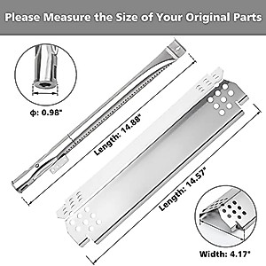 Barbqtime 2 Burner Grill Replacement Parts for Nexgrill 720-0864, Nexgrill 720-0864m, Nexgrill 720-0864r, Stainless Steel Gas Grill Burner & Heat Shield & Igniters Replacement Kit for Nexgrill