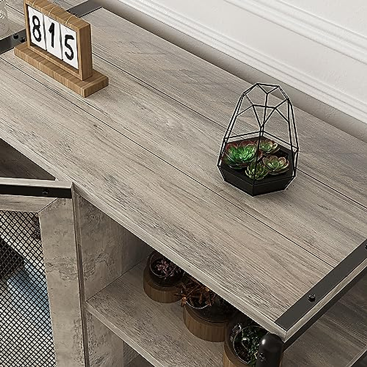 IDEALHOUSE TV Stand for 65+ Inch TV, Industrial Entertainment Center TV Media Console Table, Farmhouse TV Stand with Storage and Mesh Door, TV Console Cabinet Furniture for Living Room (Rustic Grey)