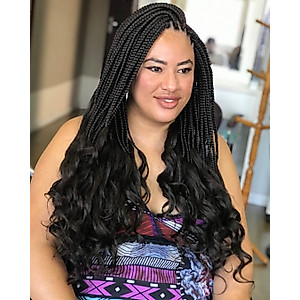 Pre Stretched Braiding Hair 22 Inch Bouncy French Curly Braiding Hair Natural Black Loose Wavy Crochet Braids Hair for Women (7 Packs, 1B#)