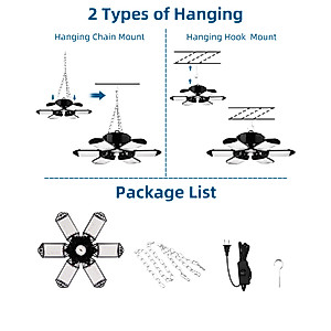 FAMURE Garage Light with Motion Sensor, 185W LED Ceiling Shop Lights Plug in, 18500Lm Super Bright 6000K Motion Indoor Lamp with 6 Deformable Panels, Linkable Ceiling Garage Lights for Warehouse