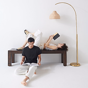 Brightech Lark Arc Lamp for Living Rooms & Offices, Floor Lamp with Unique Hanging Wicker Shade, Standing Lamp for Bedroom Reading, Tall Lamp Matches Boho and Other Living Room Decor