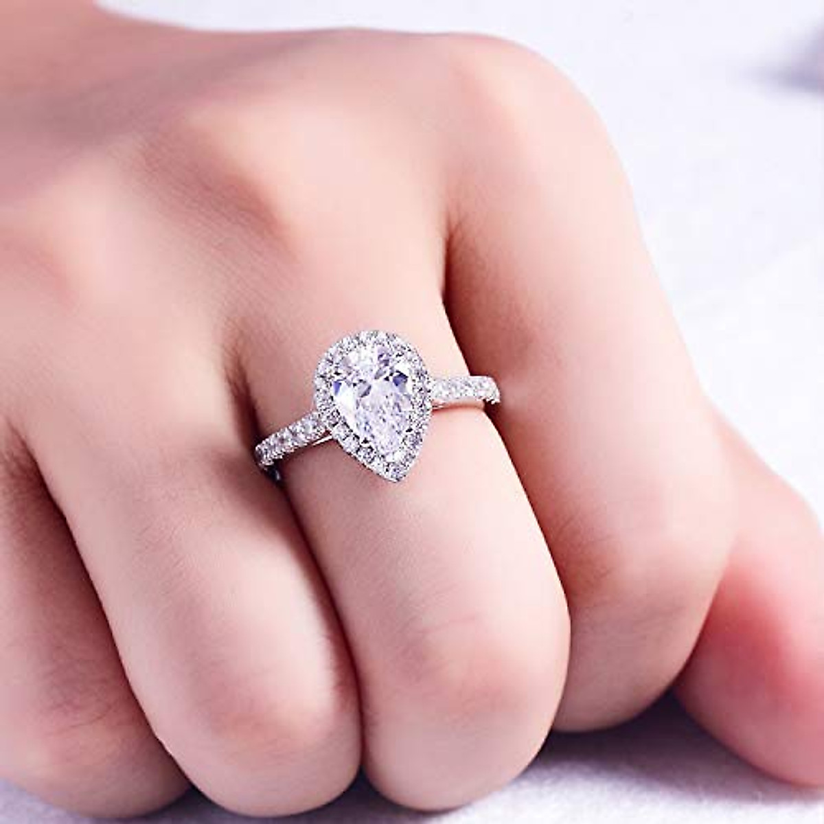 New by DovieDesigns 925 Genuine Sterling Silver Women Teardrop Ring, pear Shaped Engagement, Promise, Anniversary Rings for Women with 2.5 Carats AAA Cubic Zirconia Stones and Rhodium Plating (6)