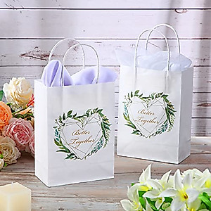 60 Packs Wedding Gift Bags Better Together Party Favor Bags Kraft Paper Bridal Shower Gift Bags with Handles Wedding Gift Wrap Bags for Wedding Bridal Engagements Party, 8.27 x 5.91 x 3.15 Inch