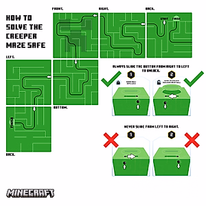 Paladone Minecraft Creeper Maze Safe, Complete The Maze to Unlock Money, Fun Minecraft Block Collectible Toy and Piggy Bank for Kids, Comes with Decorative Stickers