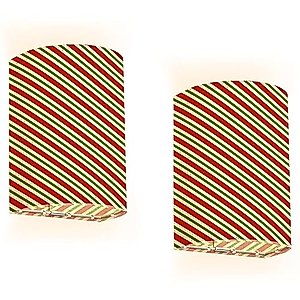 AURFIAIUOP Rechargeable Sconces Set of Two Red Green White Diagonal Lines Seamless Adjustable Brightness Fabric Wall Lamps Wireless Lights Fixtures for Bedroom Living Room Hallway