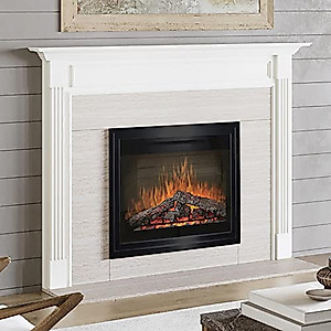 MANTELSDIRECT White 52 Inch x 41 Inch Wood Fireplace Mantel Surround Kit with Shelf and Trim | Klamath from Mantels Direct - Poplar Wooden Chimney Mantel Surround with Shelf