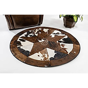 Genuine Round Cowhide Rug Rodeo Star Patchwork 40" Area Rug
