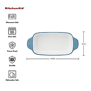 KitchenAid Loaf Pan Vitrified Stoneware, 5in 9in 2.25in, Blue Velvet