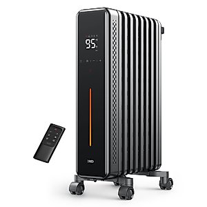Dreo Radiator Heater, 1500W Portable Space Oil Filled with Remote Control, 4 Modes, Overheat & Tip-Over Protection, 24h Timer, Quiet, Large Space, Anti-scald Handle, Large Carpet Caster, Indoor