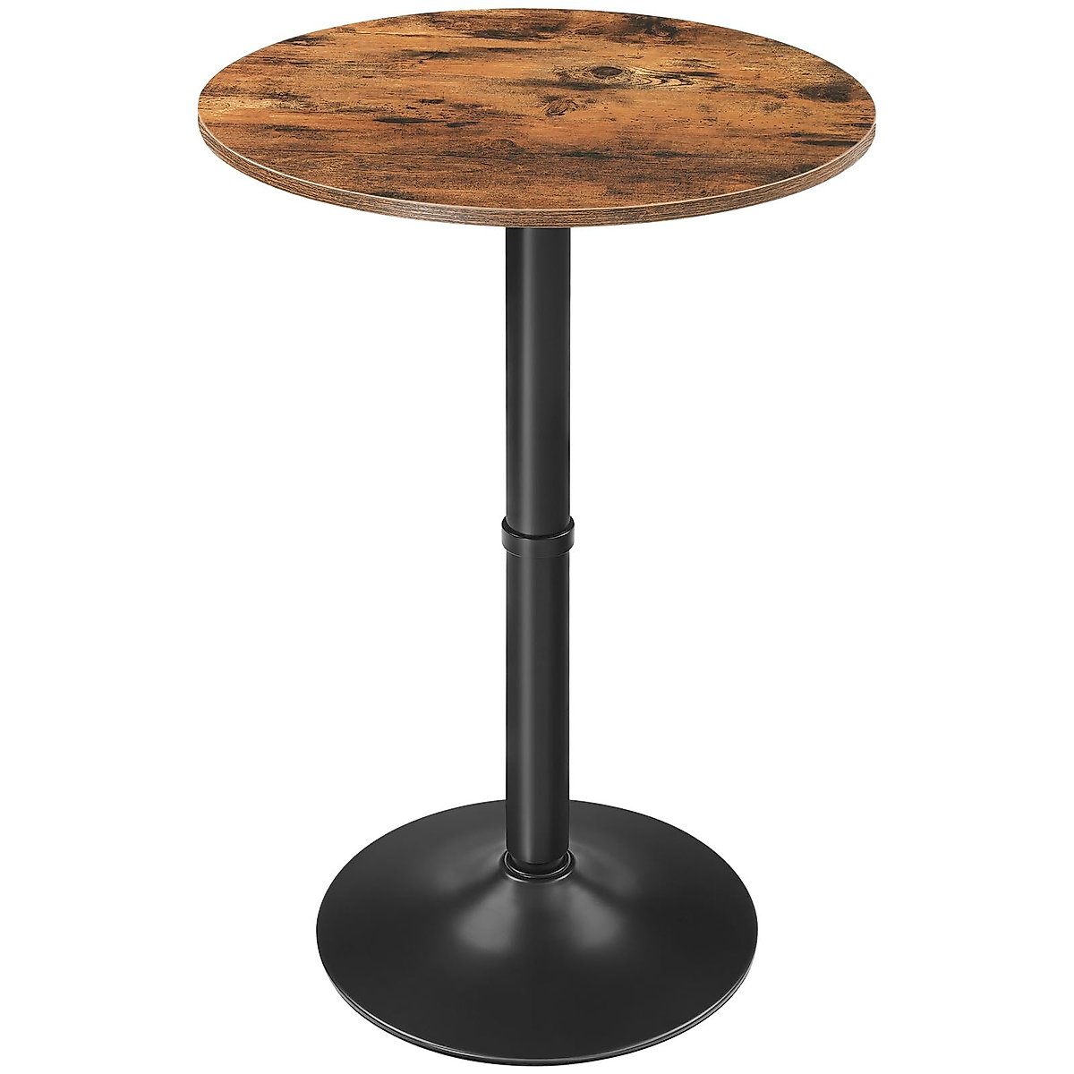 HOOBRO Round Bar Table, 35" Tall Pub Table, Cocktail Table with Base, Stable Counter Table with Non-Slip Base for Narrow Space, Bar Height Table for Kitchen, Easy to Assemble, Rustic Brown BF57BT01