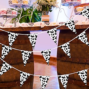 32.8 ft Cow Pennant Banners Cow Banner Cow Pattern Pennant Banner Farm Birthday Party Supplies Farm Style Banner for Western Cowboy Themed Western Party Decorations