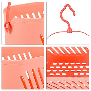 Cabilock Plastic Storage Shower Basket,Bathroom Hand Basket Wall Storage Bin Basket Organizer Bins Portable Shower Basket with Hook for Bathroom, Cosmetics, Shampoo(pink)