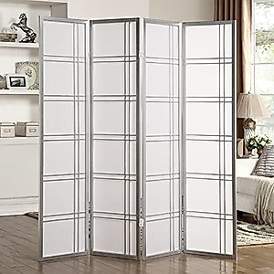 Monta 70"x70" 4-Panel Double Cross Folding Room Divider, Silver