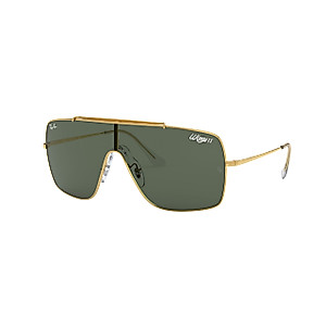 Ray-Ban RB3697 Wings II Square Sunglasses, Gold/Dark Green, 35 mm + 1