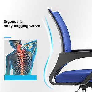 Office Chair Ergonomic Cheap Desk Chair Mesh Computer Chair Lumbar Support Modern Executive Adjustable Stool Rolling Swivel Chair for Back Pain (Blue)