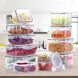 iKumar 10 Pcs (5 Containers & 5 Lids) Premium Multifunctional Large Refrigerator Fresh Food Storage Containers Set - Leakproof, BPA-Free Plastic Sealed Plastic Fresh Keeping Box with Lids