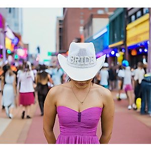 Funky Junque Women's Cowboy Hat - Bride (White/Silver)