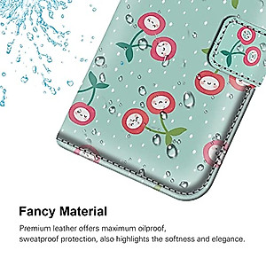 GackCase Wallet Case Fit for Samsung Galaxy S9 Plus 6.2 Inch with Cherry Stand Support Wristband Credit Card Slots Side Cash Pocket Magnetic Buckle PU Leather Flip Cover