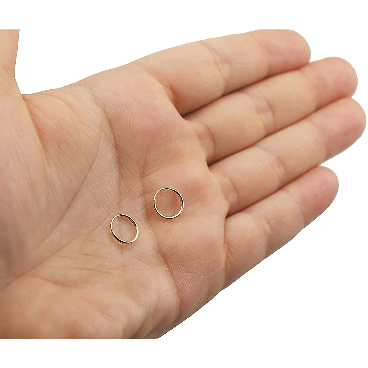 3 Pair Set 14k Gold Endless Hoop Earrings, 10mm (tri-color-gold)