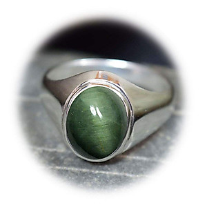Jewelryonclick Natural-Cats Eye Silver Rings For Women 5 Carat Gemstones Oval Shape Astrology Birthstones In Size 9