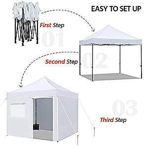 Yaheetech 10 x 10 Pop Up Commercial Canopy Tent with 4 Removable Sidewalls, Sandbags, Stakes & Ropes, Waterproof Instant Canopies for Wedding Party Commercial Event Pavilion, White