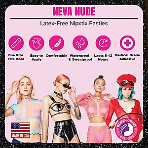 Neva Nude Weed I Heart U Nipztix Pasties Nipple Covers for Festivals, Raves, Parties, Lingerie and More, Medical Grade Adhesive, Waterproof and Sweatproof, Made in USA
