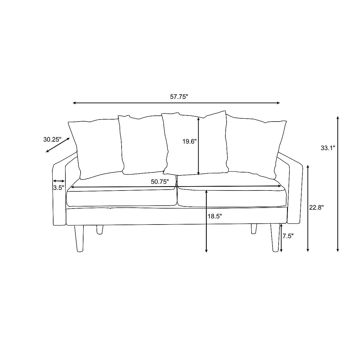 Meeyar Couches for Living Room 58'' Small Couch for Small Spaces Loveseat Small Couch for Bedroom Comfy Sofas for Living Room,Office,and Apartment,Lavender