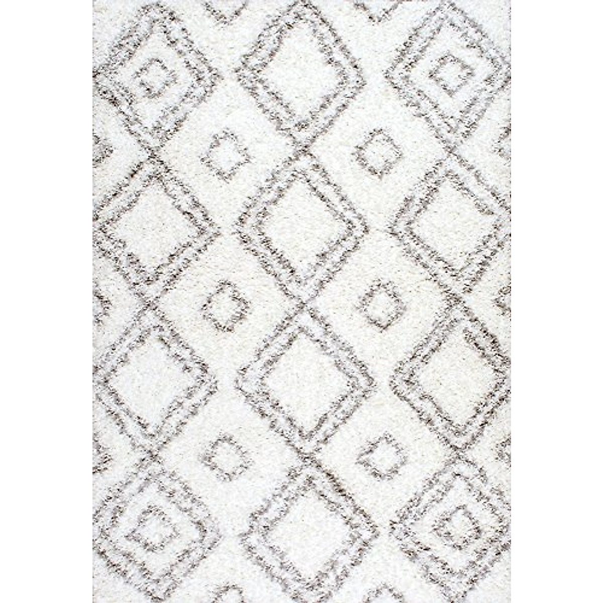 nuLOOM Iola Geometric Shag Area Rug, 6' 7" x 9', White