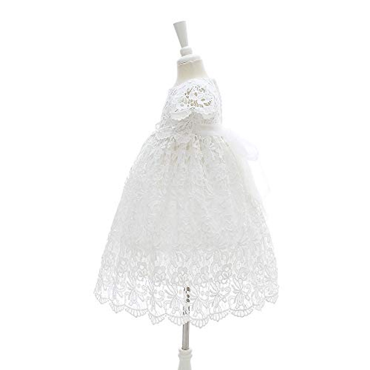 Xangirl Baby Lace Baptism Dress with Bonnet Embroidered Gown for Girls Christening Baptism Birthday Party