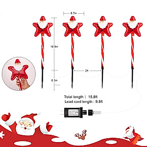 Brightown Christmas Decorations Pathway Lights Outdoor - 23 inches 124 LED Santa Candy Cane Lights Lighted Waterproof for Holiday Garden Lawn Yard Sidewalk Walkway Markers, 4 Pack