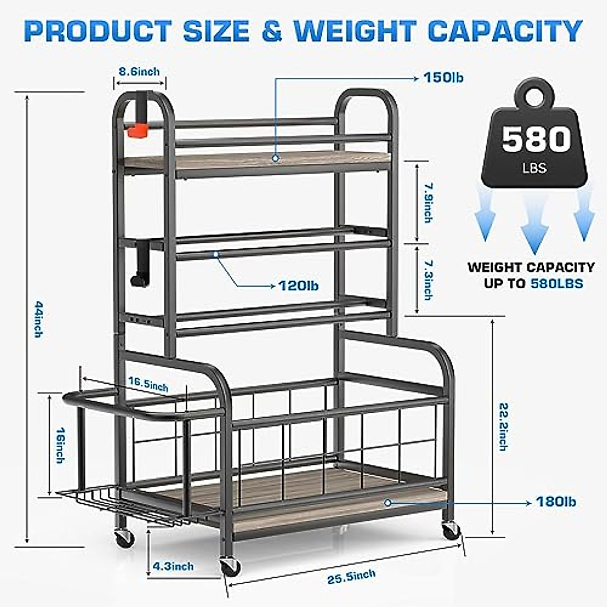 Yoga Mat Storage Rack, Home Gym Storage Yoga Mat Organizer Holder, Sehloran Dumbbell Rack With Hooks and Wheels, Weight Rack for Dumbbells and Kettlebells, Workout Equipment Weight Stand for Home Exercise and Fitness Gear (Metal)