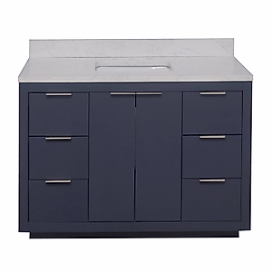 Stockholm 48-inch Bathroom Vanity (Engineered Marble/Marine Gray): Includes Marine Gray Cabinet with Engineered Marble Countertop and White Ceramic Sink